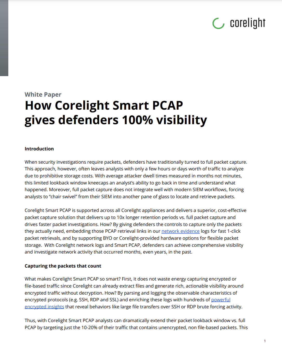 Corelight Whitepaper: How Corelight Smart PCAP gives defenders 100% visibility